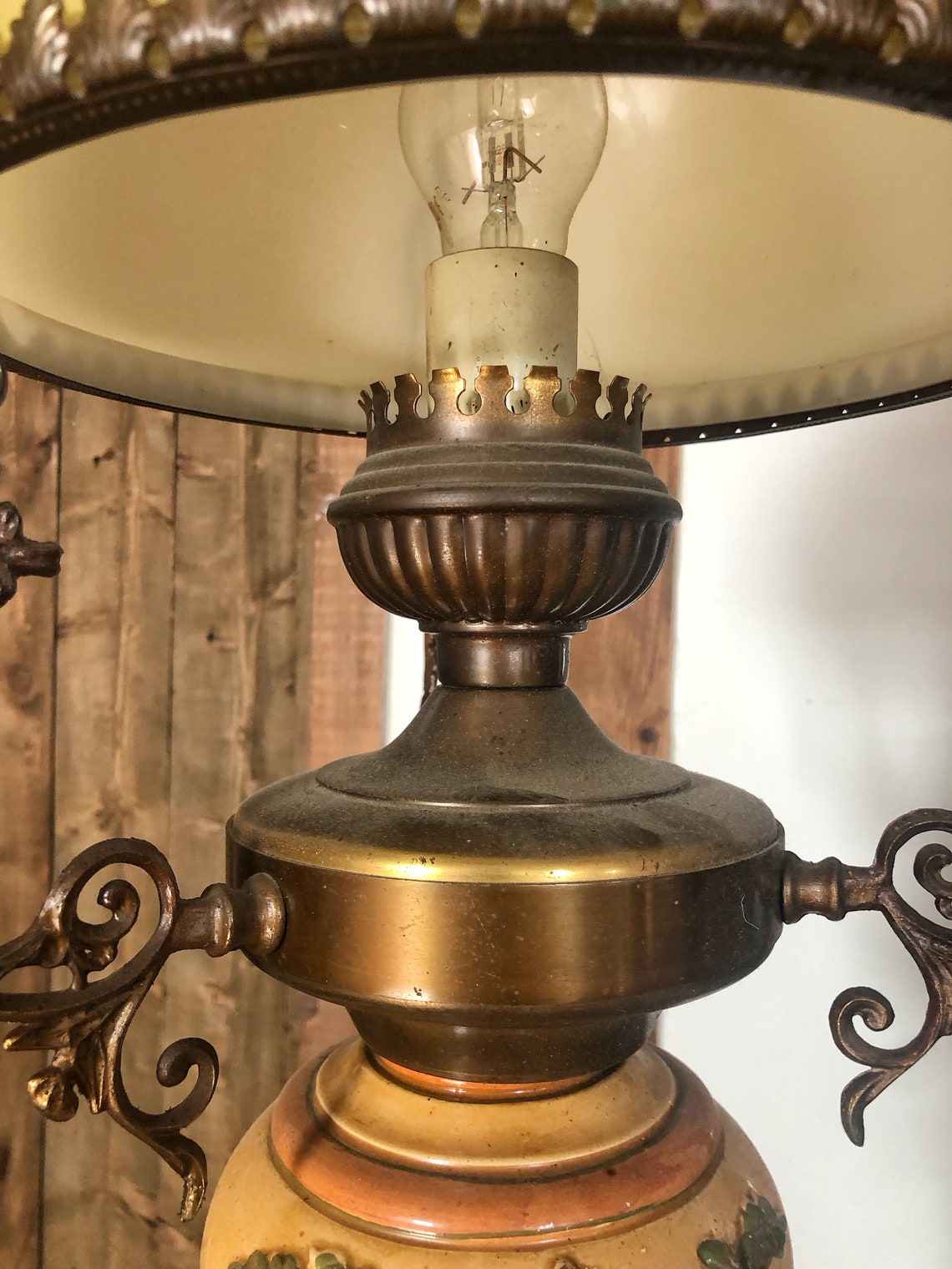 Antique, Vintage French Hanging Lamp With Fine Porcelain and Metal ...