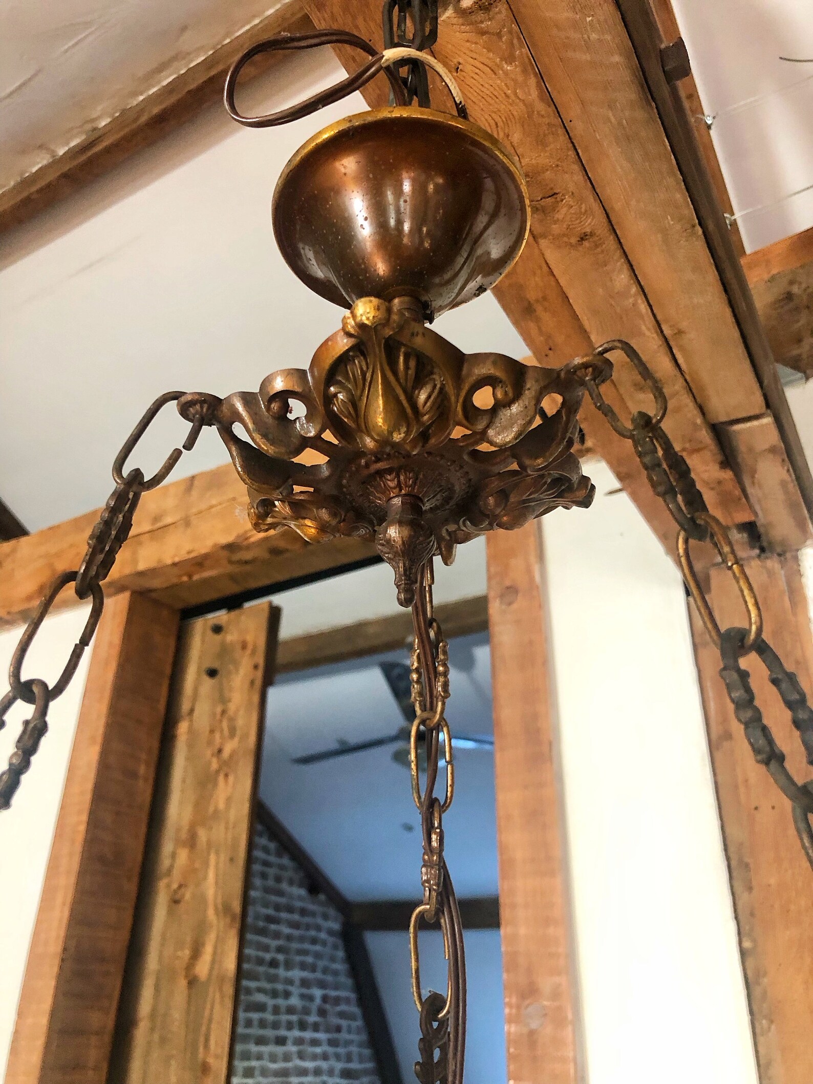 Antique, Vintage French Hanging Lamp With Fine Porcelain and Metal ...