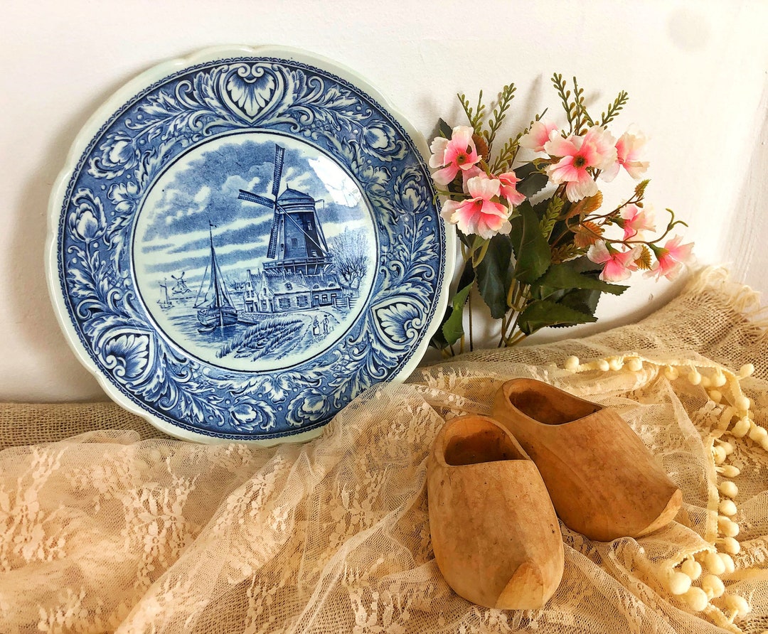 Antique Delft Blue Dutch Windmill Plate - Etsy