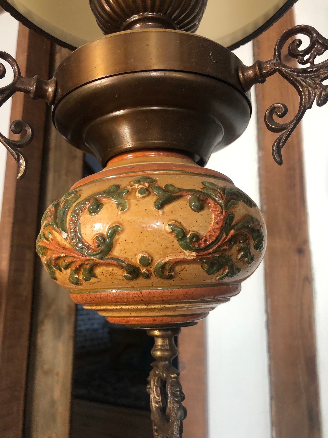 Antique, Vintage French Hanging Lamp With Fine Porcelain and Metal ...