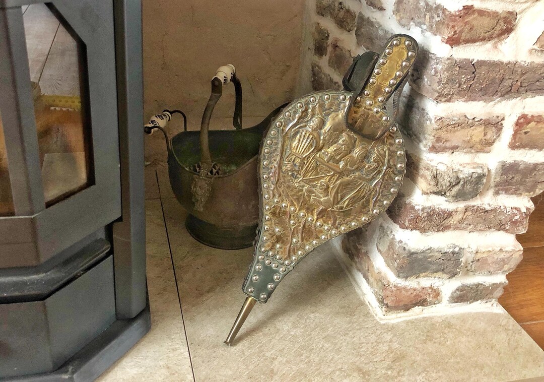Christmas, Housewarming, German Fireplace Bellows (1800s) 21.5in/55cm L ...