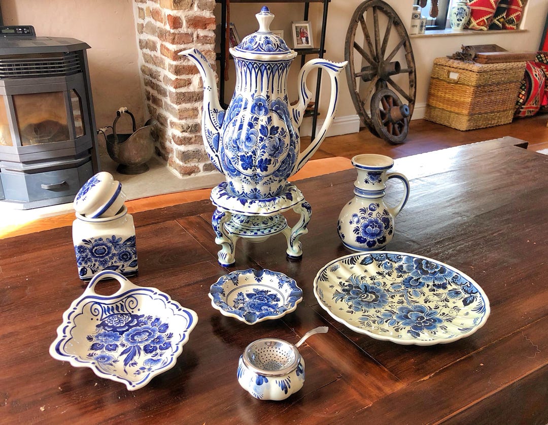 Housewarming, Birthday, Delft Blue Teapot Set From Holland (12 Piece ...