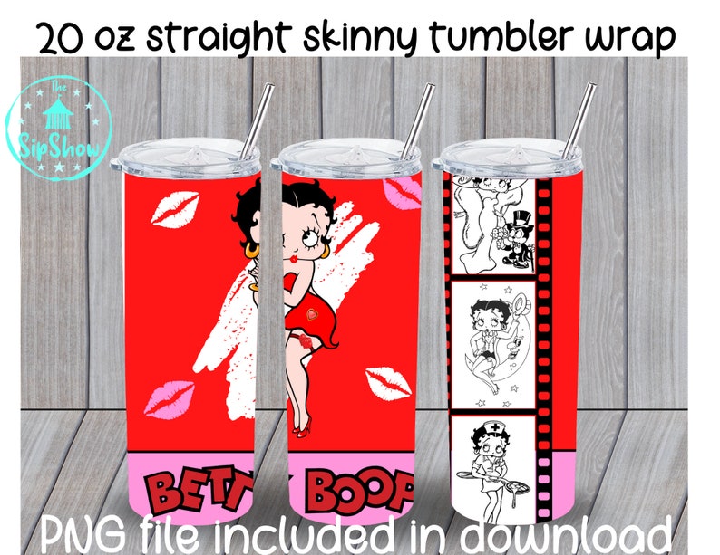 20 Oz Skinny Sublimation Tumbler Wrap Betty Boop Pink & Red - Etsy