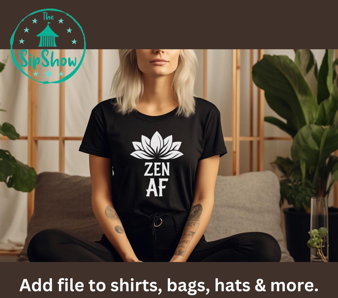 Zen AF, Meditation, Yoga, Fitness, Spiritual Funny, Lotus Flower PNG ...