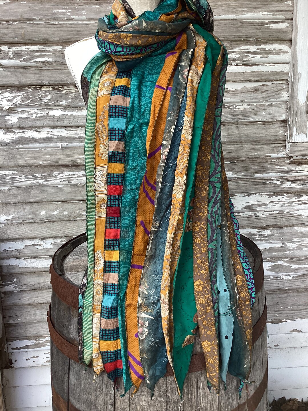 Ruffled Sari Scarf - Etsy