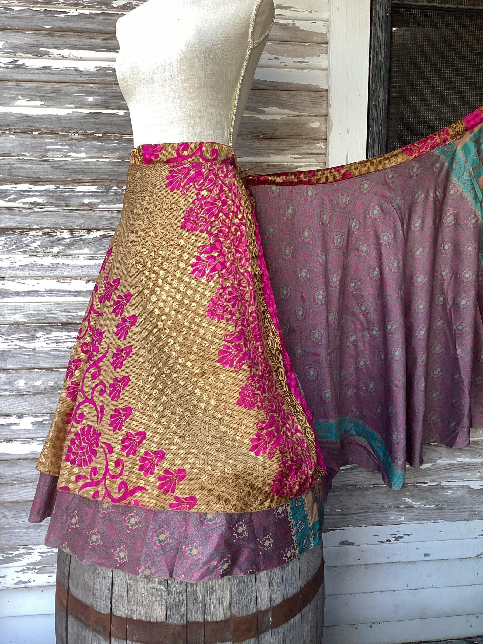 Sari Wrap Skirt Plus / Xl Ankle - Etsy