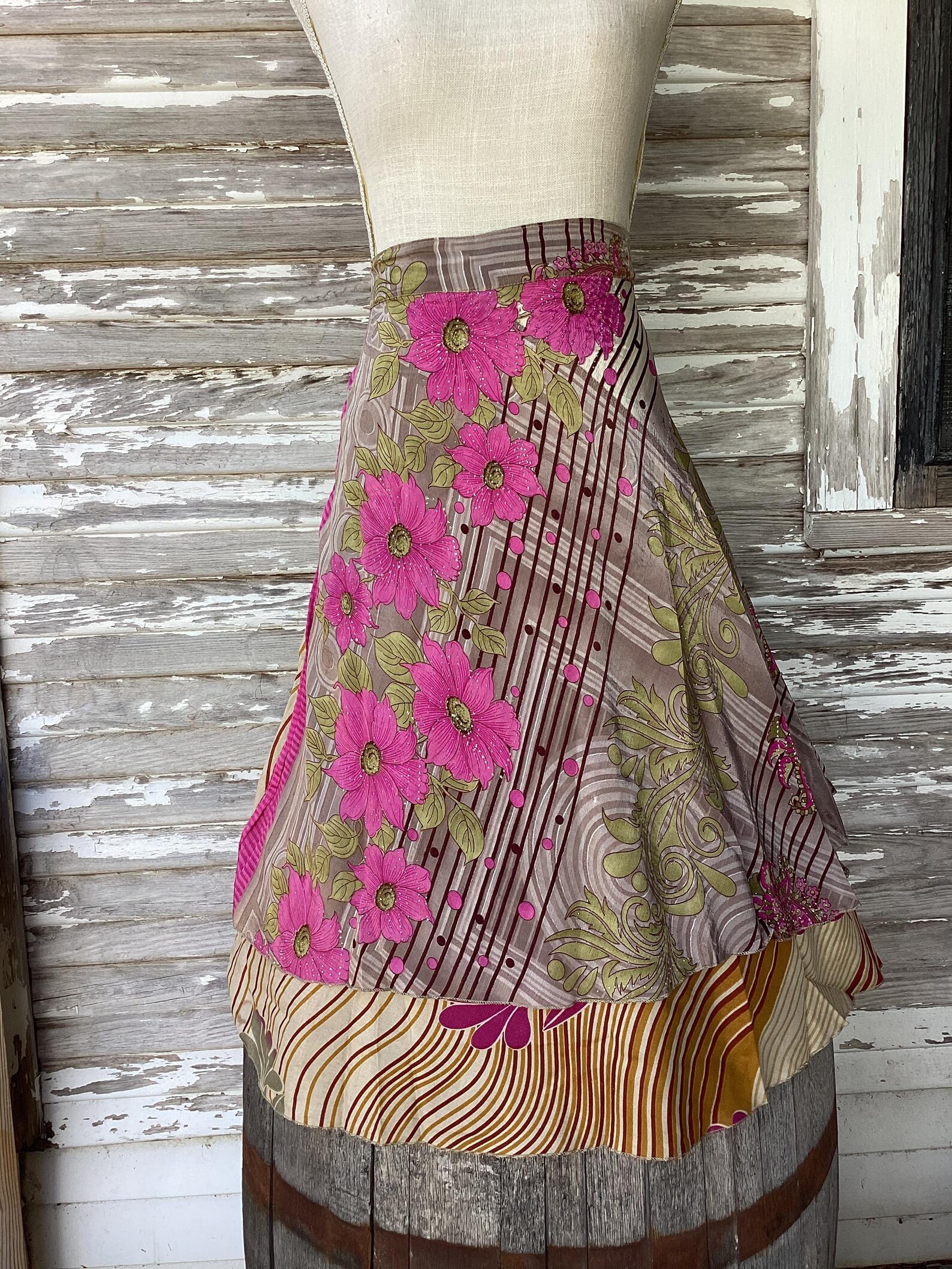 Sari Wrap Skirt Plus/xl Tea - Etsy