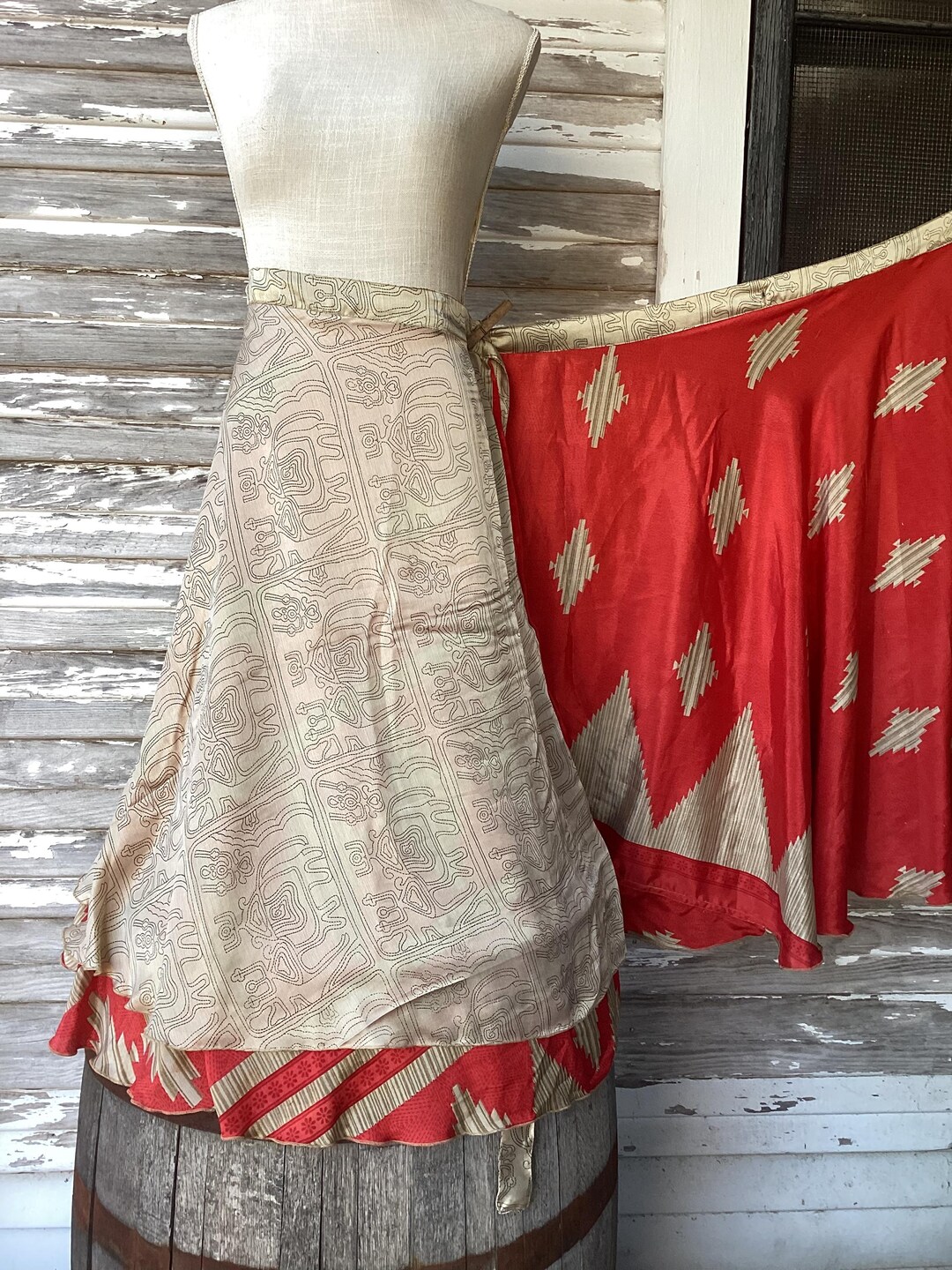 Sari Wrap Skirt Plus / Xl Ankle - Etsy