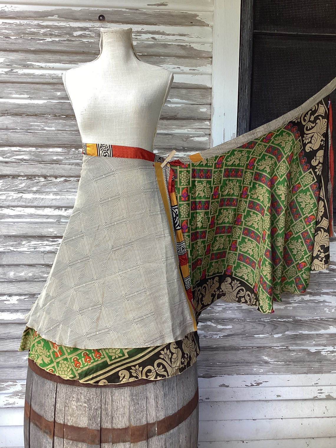 Sari Wrap Skirt Plus/xl Tea - Etsy