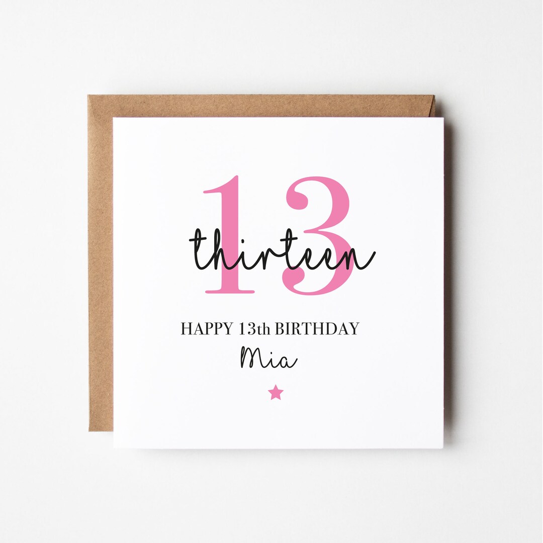 Personalised 13th Birthday, Happy 13th Birthday Card, Teenager, Teenage ...
