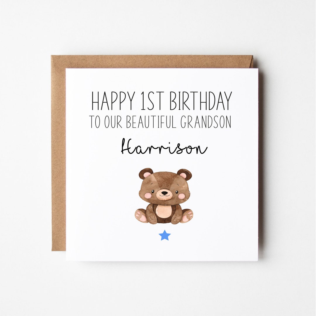 Personalised 1st Birthday Grandson, Happy 1st Birthday Card, 1 Today ...