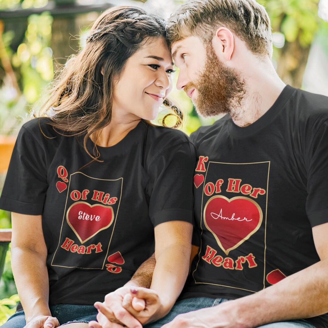 Custom Playing Card Shirts for Matching Couple, King & Queen of Hearts ...