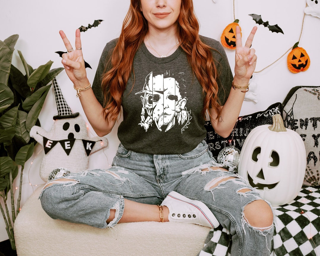 Slasher Squad Halloween Horror Movie Fan Gift Tee Horror Movie Shirt ...