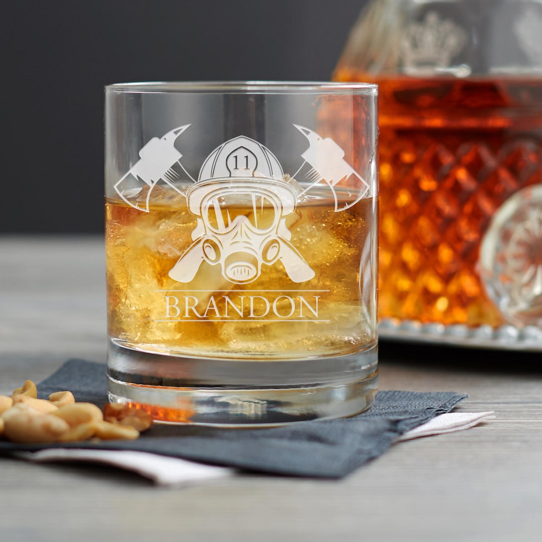 Firefighter Etched Whiskey Glass - Firefighter Gifts - Fire Department ...