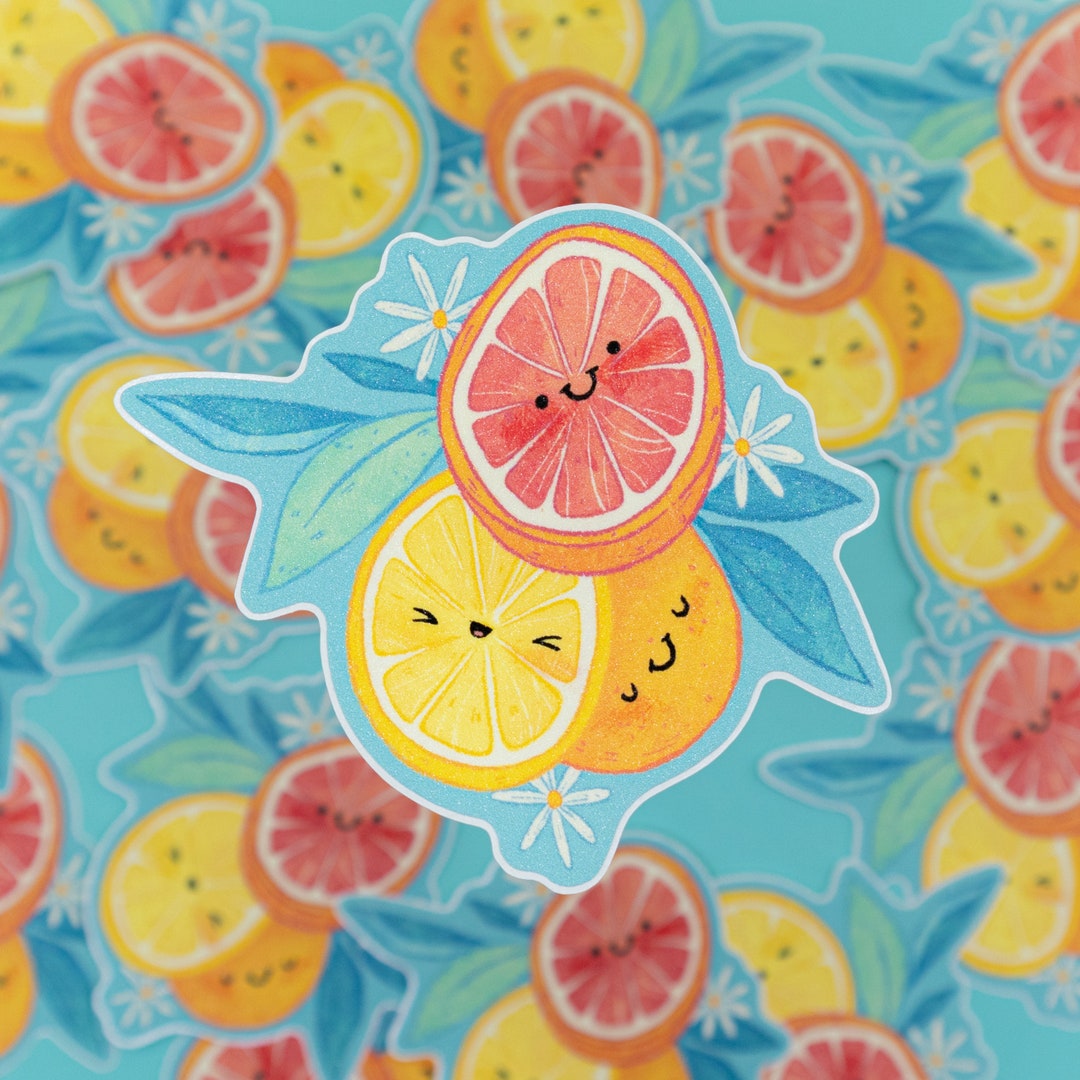 Citrus Sticker | Vinyl Sticker | Kawaii Sticker | Glitter Vinyl Sticker ...