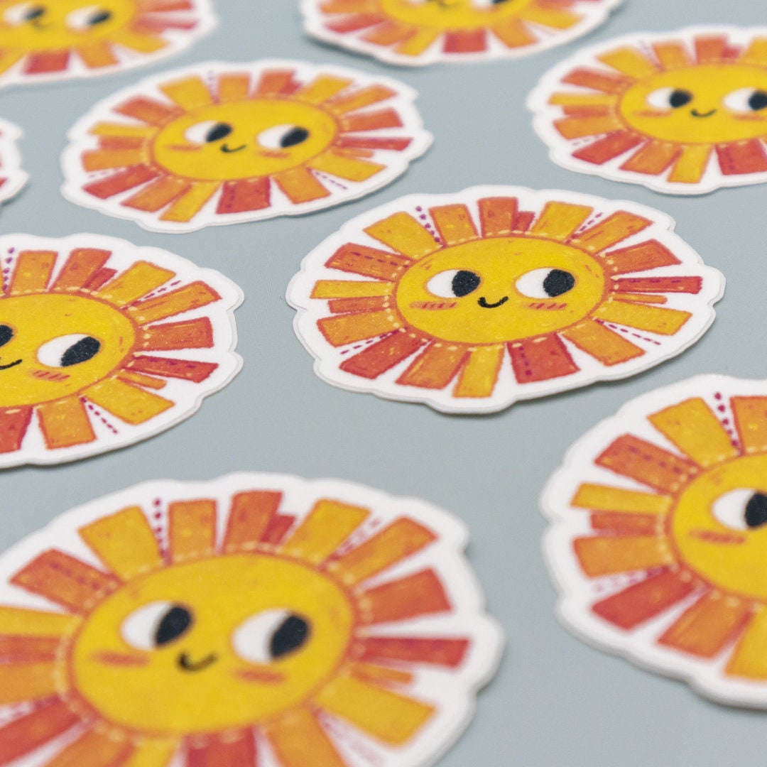 Happy Sun Stardust Glitter Laminate Vinyl Sticker - Etsy