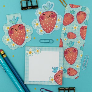 Strawberry Memo Pad | Cute Memo Pad | Kawaii Strawberry | Kawaii ...