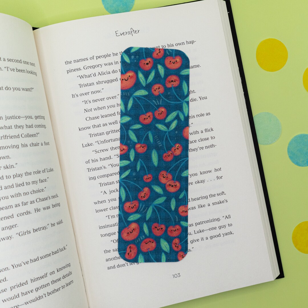Cherry Bookmark | Cute Bookmark | Bookish Gift | Glitter Laminate ...