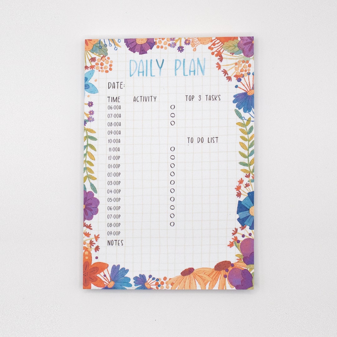 Daily Planner Pad | Light Grid Pattern | Life's an Adventure Floral ...