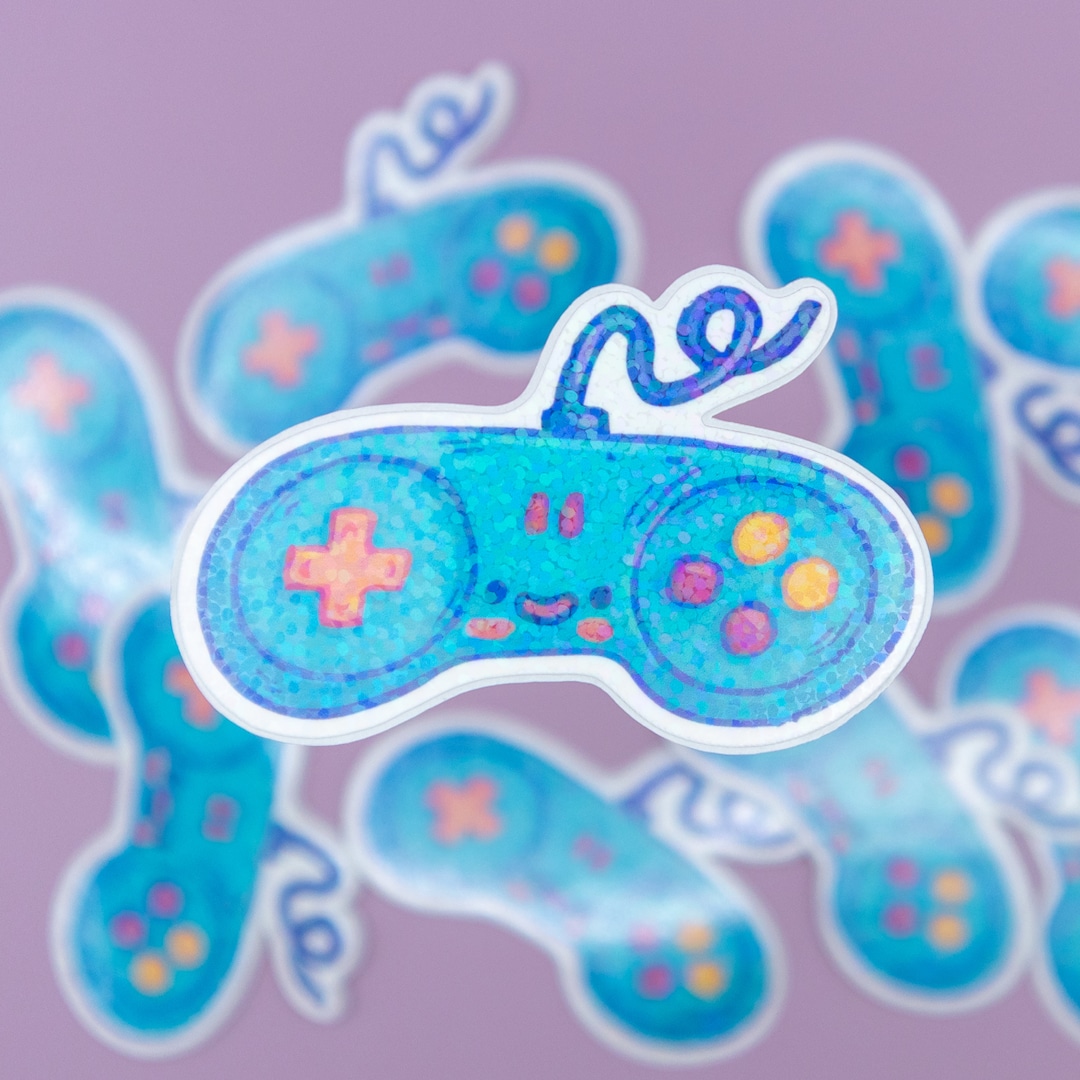 90s Nostalgia | Glitter Holographic Laminated Finish | Game Controller ...