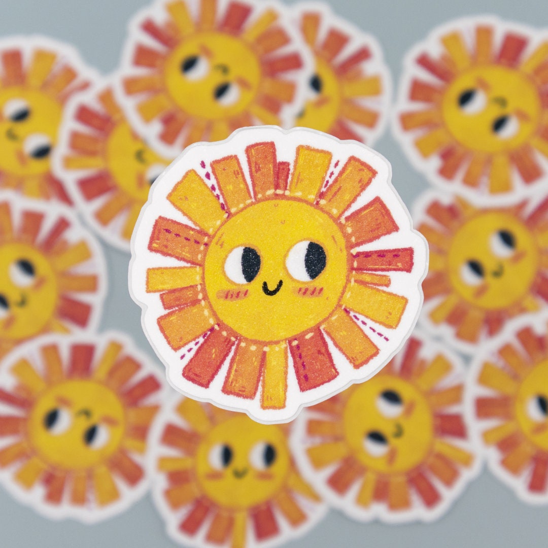 Happy Sun | Stardust Glitter Laminate Vinyl Sticker - Etsy