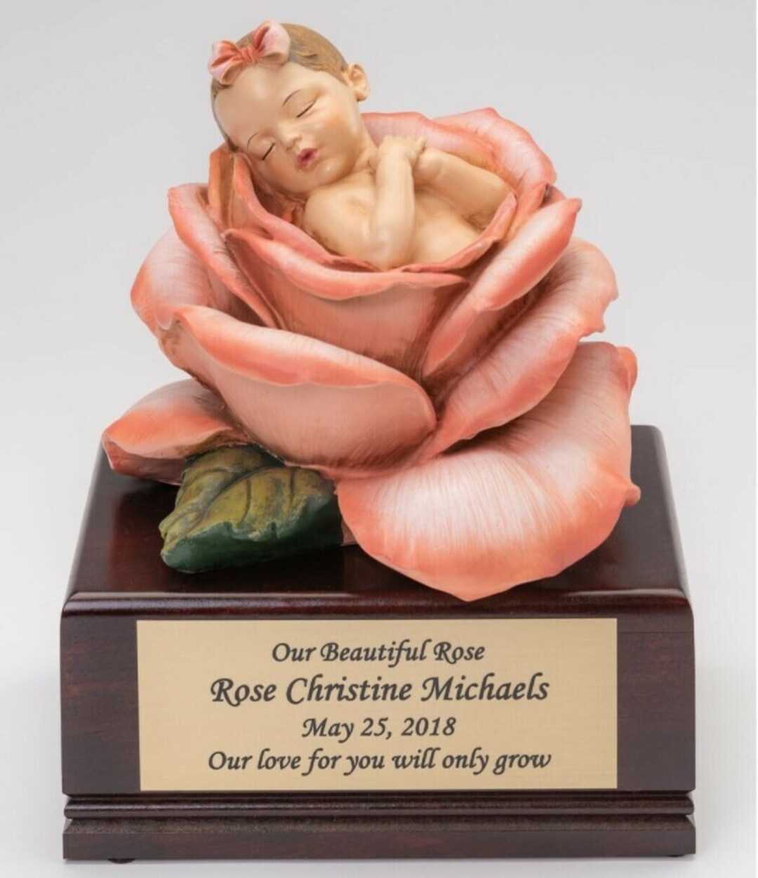Baby Girl in Bloom on Cherry Wood Urn Box - Etsy