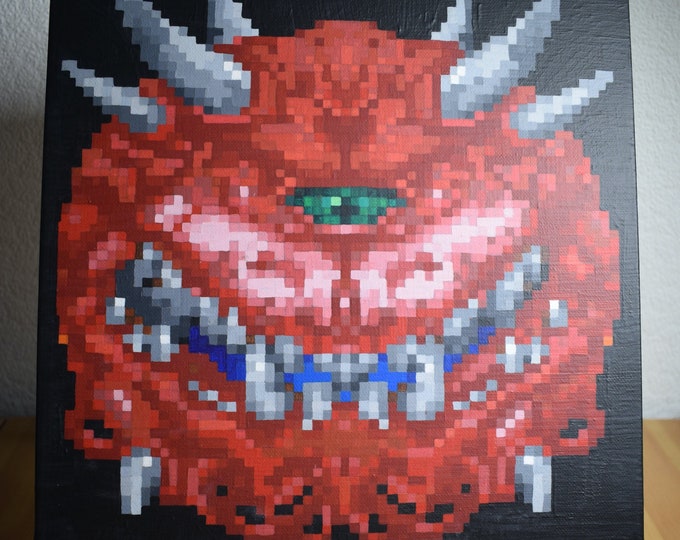 Doom various, 1992 Cacodemon Original Acrylic Painting on Canvas 12 X ...