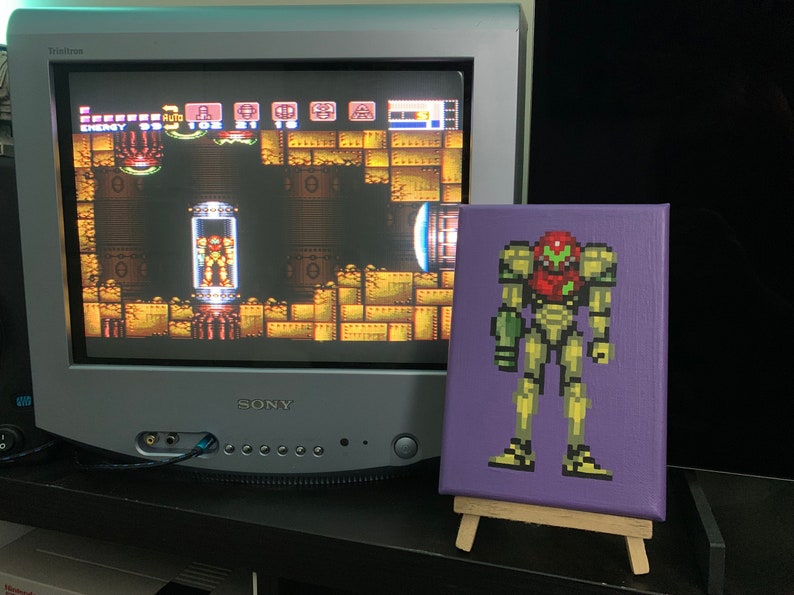 Super Metroid super Nintendo, 1992 Samus Acrylic Painting on Canvas 7 X ...