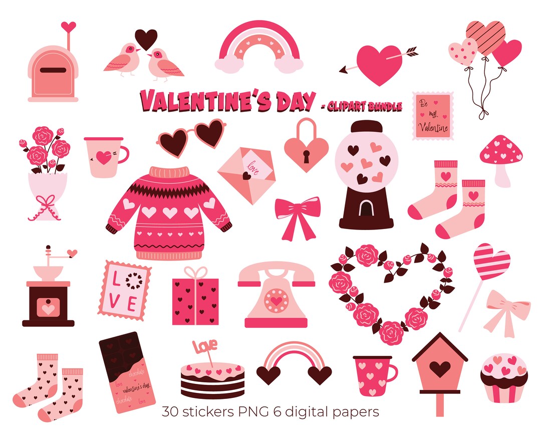Valentine's Day Clipart / Clipart Bundle / Valentine's Stickers ...