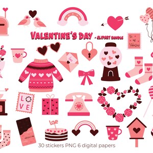Valentine's Day Clipart / Clipart Bundle / Valentine's Stickers ...