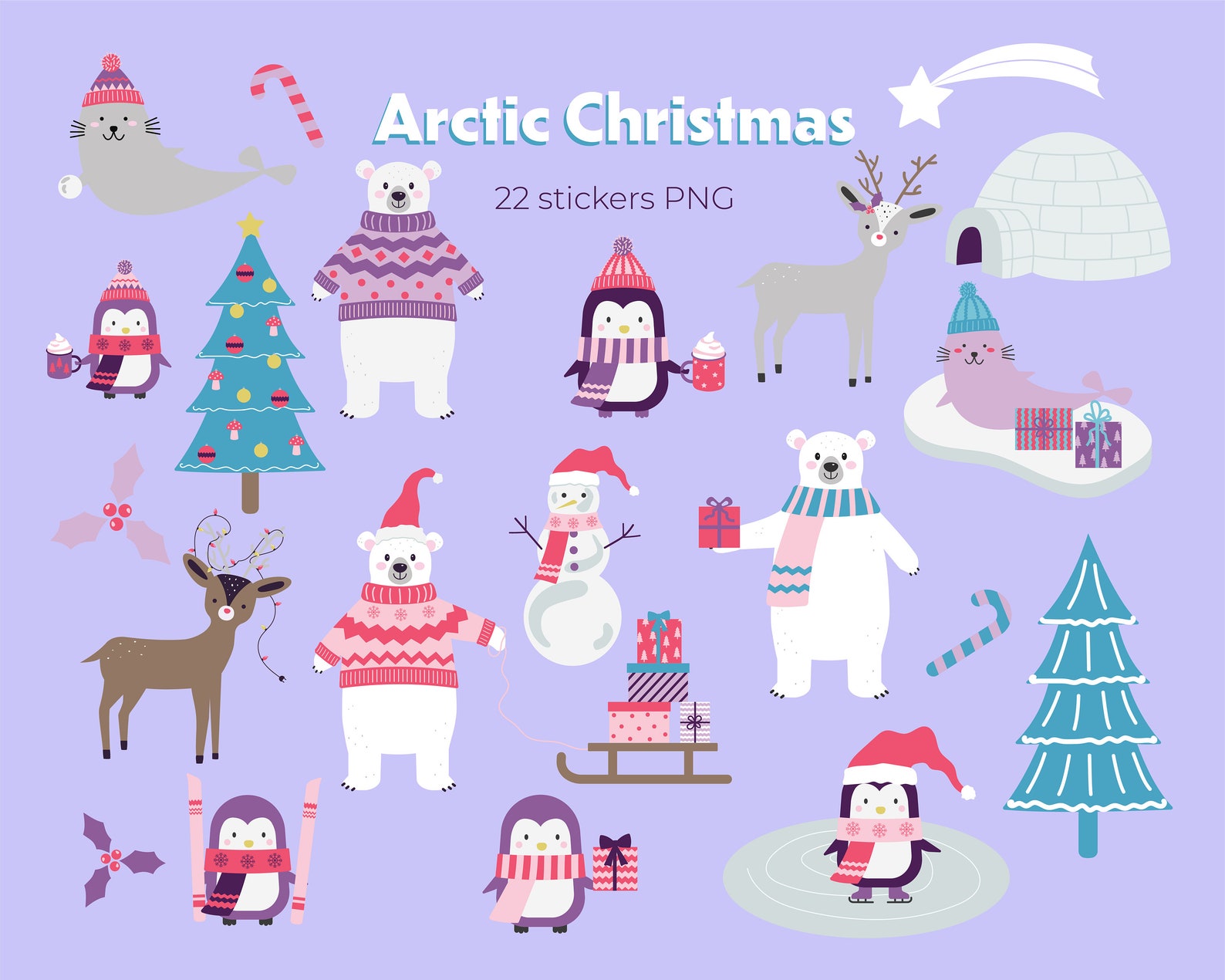 Arctic Christmas Digital Set / Arctic Clipart / Christmas Pattern ...