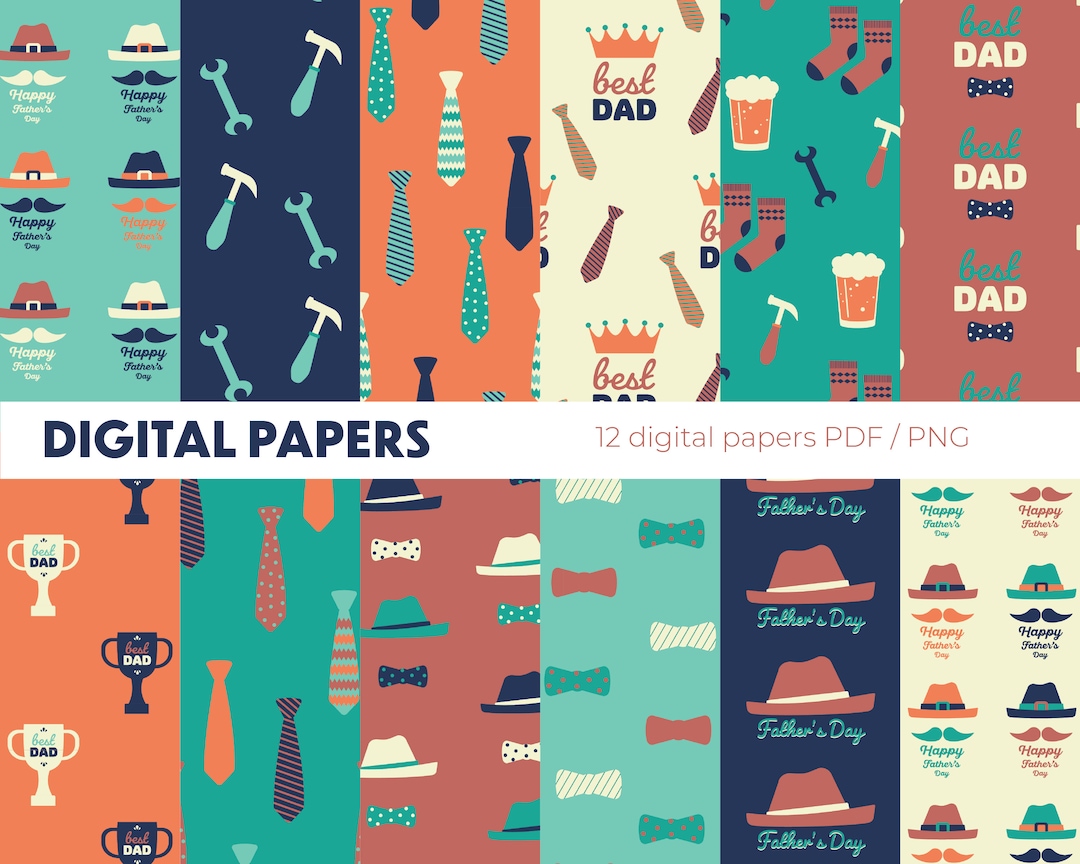 Father's Day Digital Paper Set, Dad Patterns (PDF, PNG) - Etsy