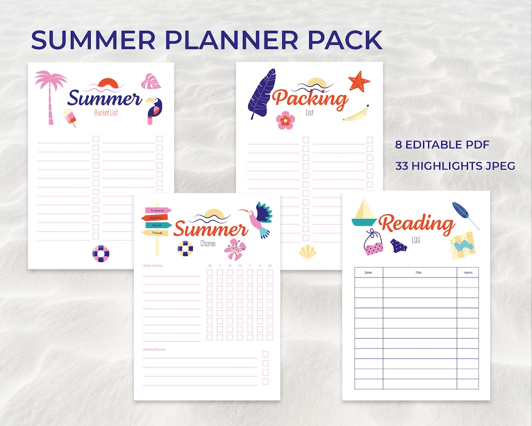 Summer Planner Pack / Holiday Planner / Summer Bucket List / Summer ...