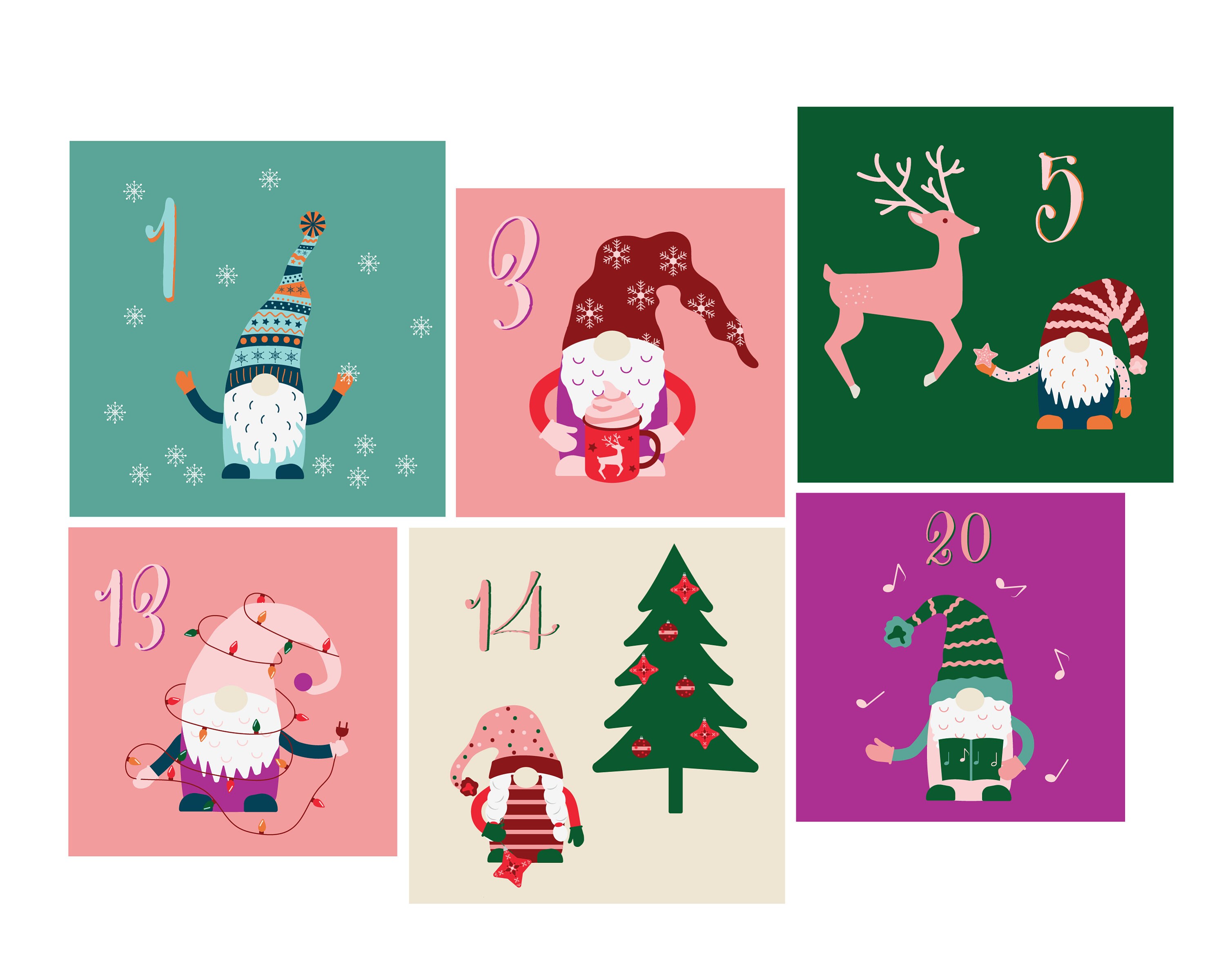 Gnomes Advent Calendar Printable, Christmas Stickers (digital Download ...