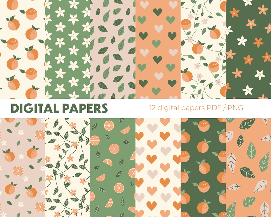 Orange Digital Papers / Wedding Patterns / Orange Backgrounds ...