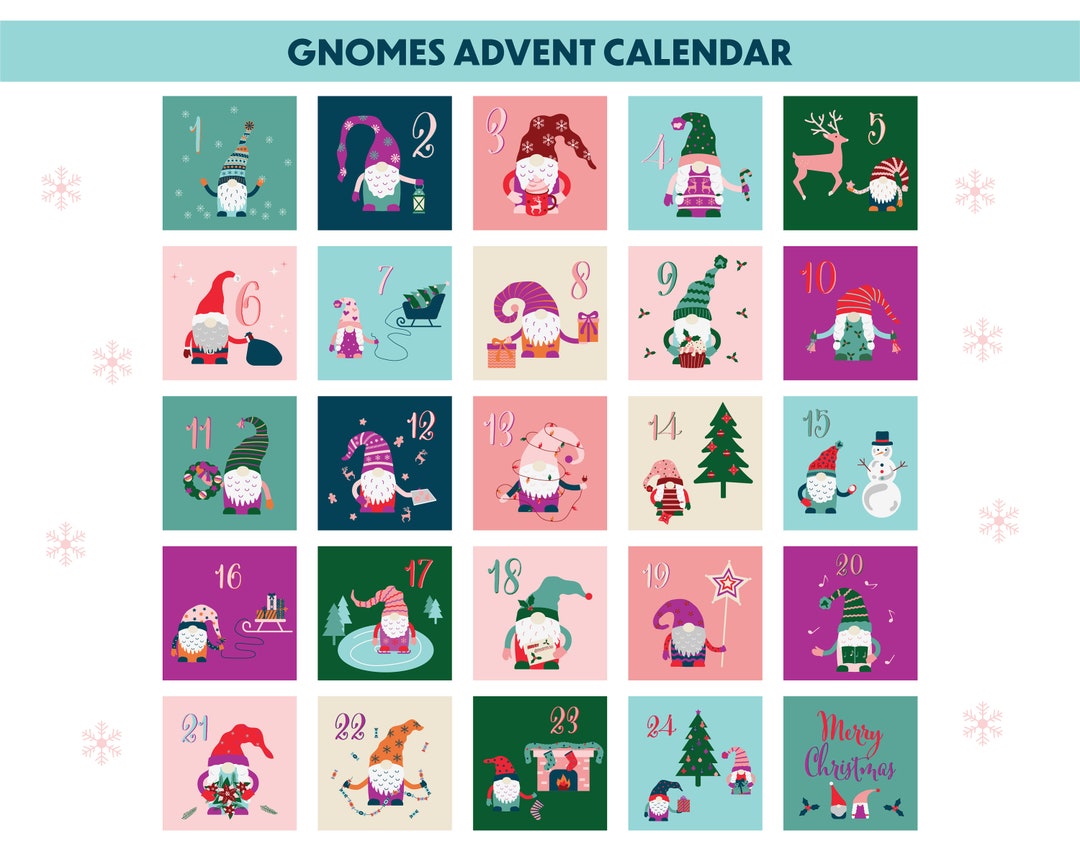 Gnomes Advent Calendar / Christmas Stickers / Digital Download / Advent ...