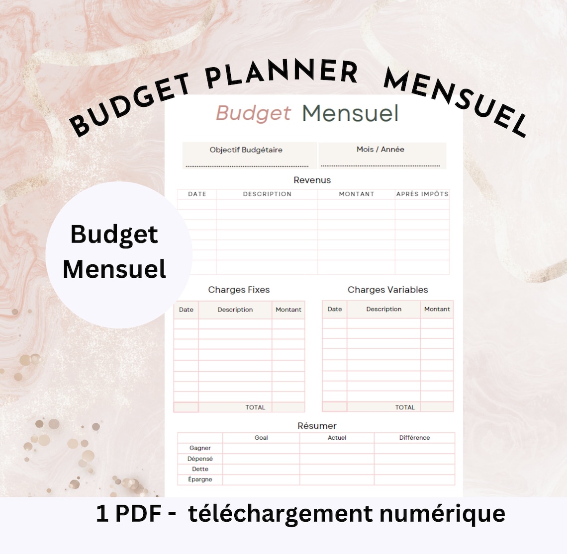 Budget Mensuel, Fiche Budget Mensuel, Monthly Budget En Francais ...