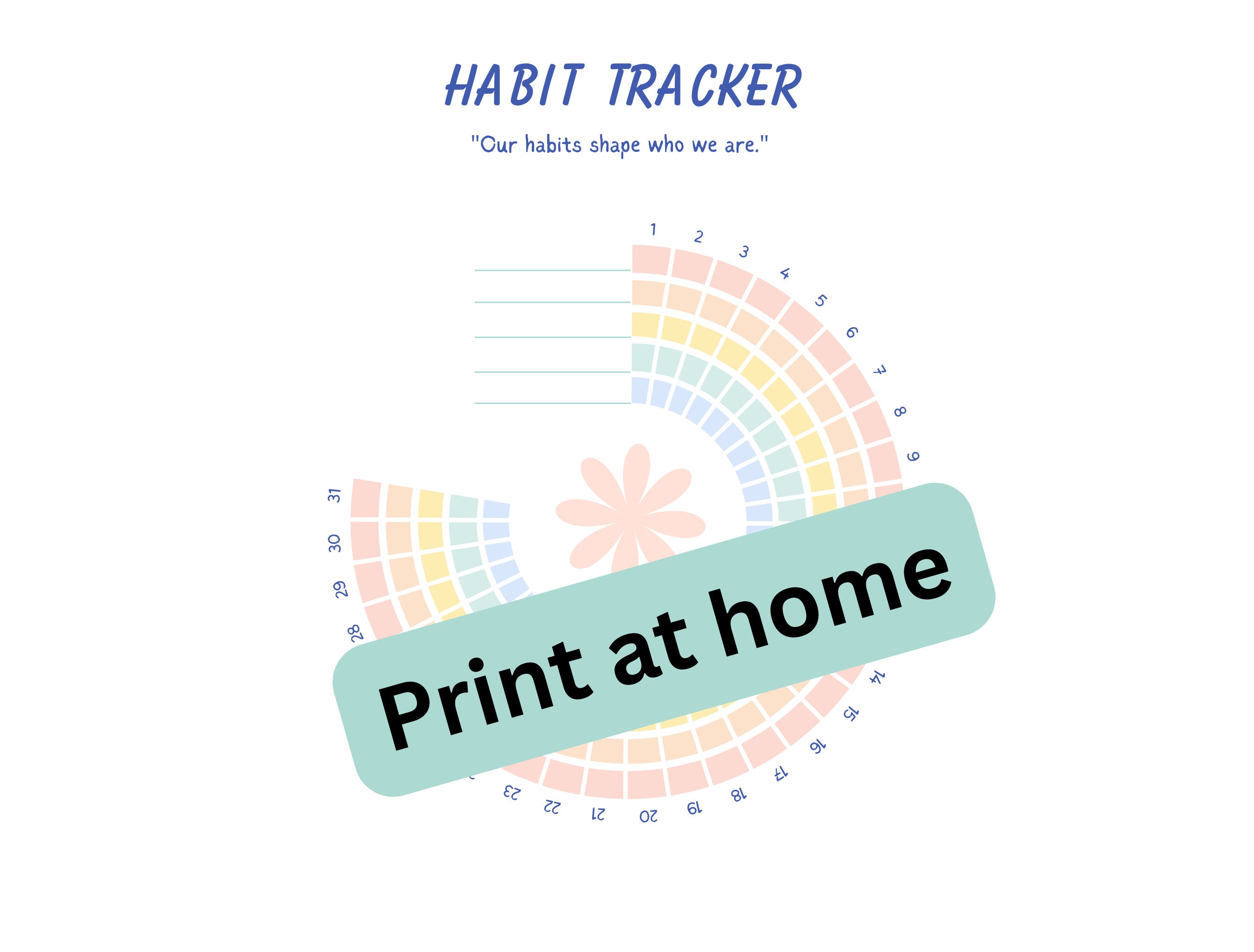 30 Day Habit Tracker, Circle Habit Tracker, Daily Routine, Tracking ...