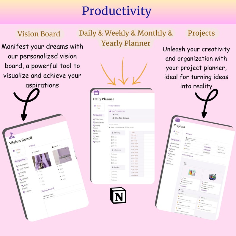 ADHD Notion Life Planner, ADHD Notion Planner, All in One Notion Planner Template, ADHD Planner ...