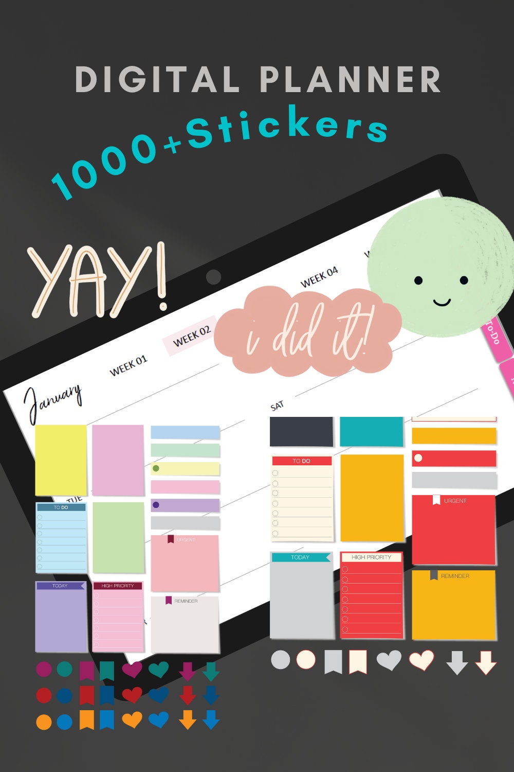 Undated Goodnotes Planner, Monthly Digital Planner, Goodnotes Template ...