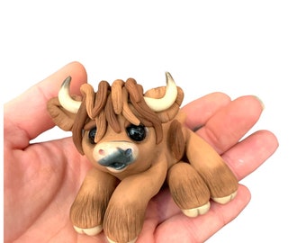 Clay Highland Cow - Etsy
