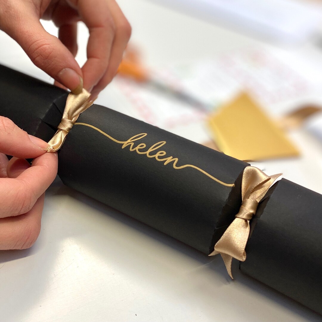 Personalised Ready Made Black Handwritten Christmas Crackers & Wedding ...
