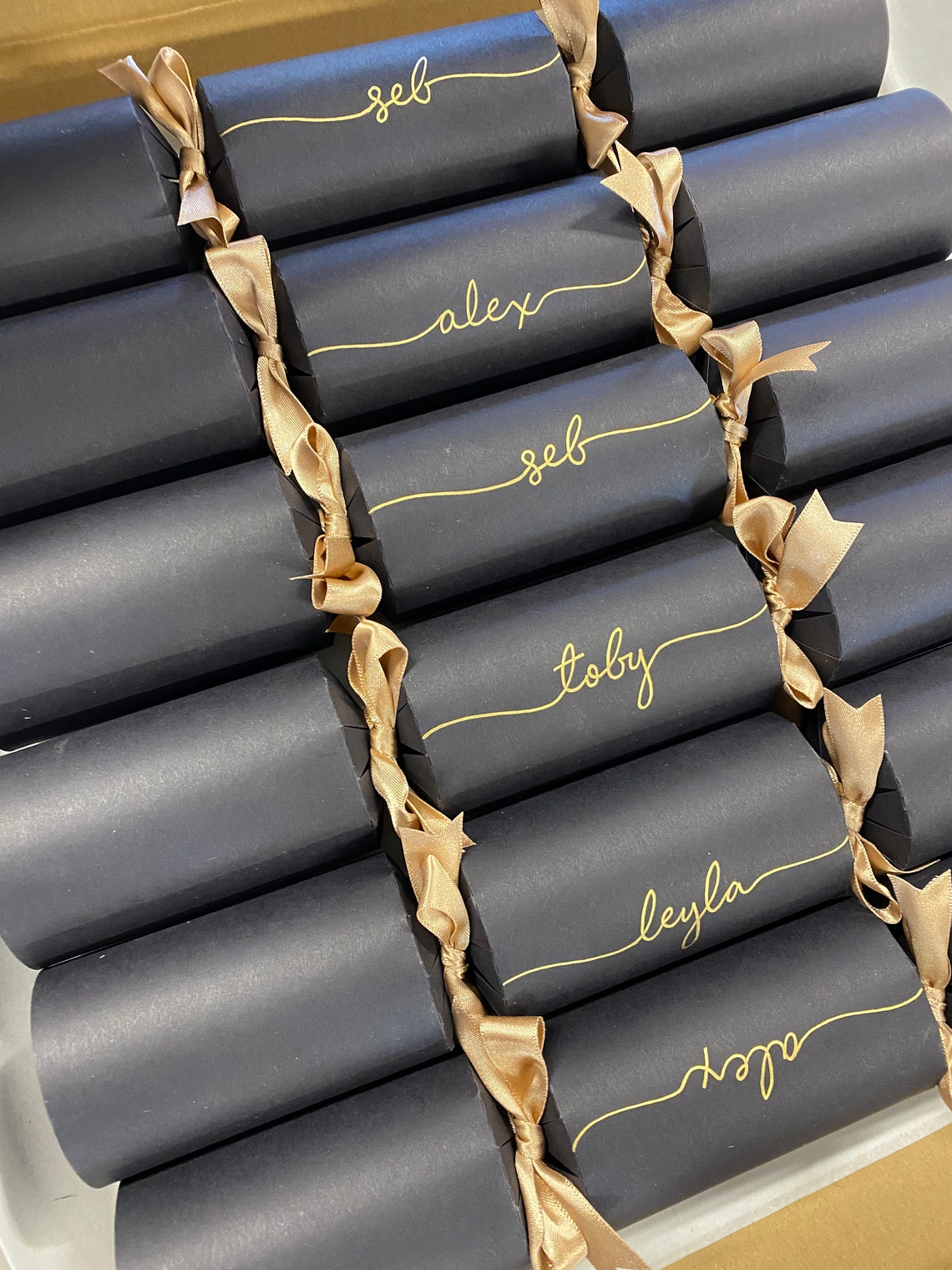 Personalised Ready Made Black Handwritten Christmas Crackers & Wedding ...