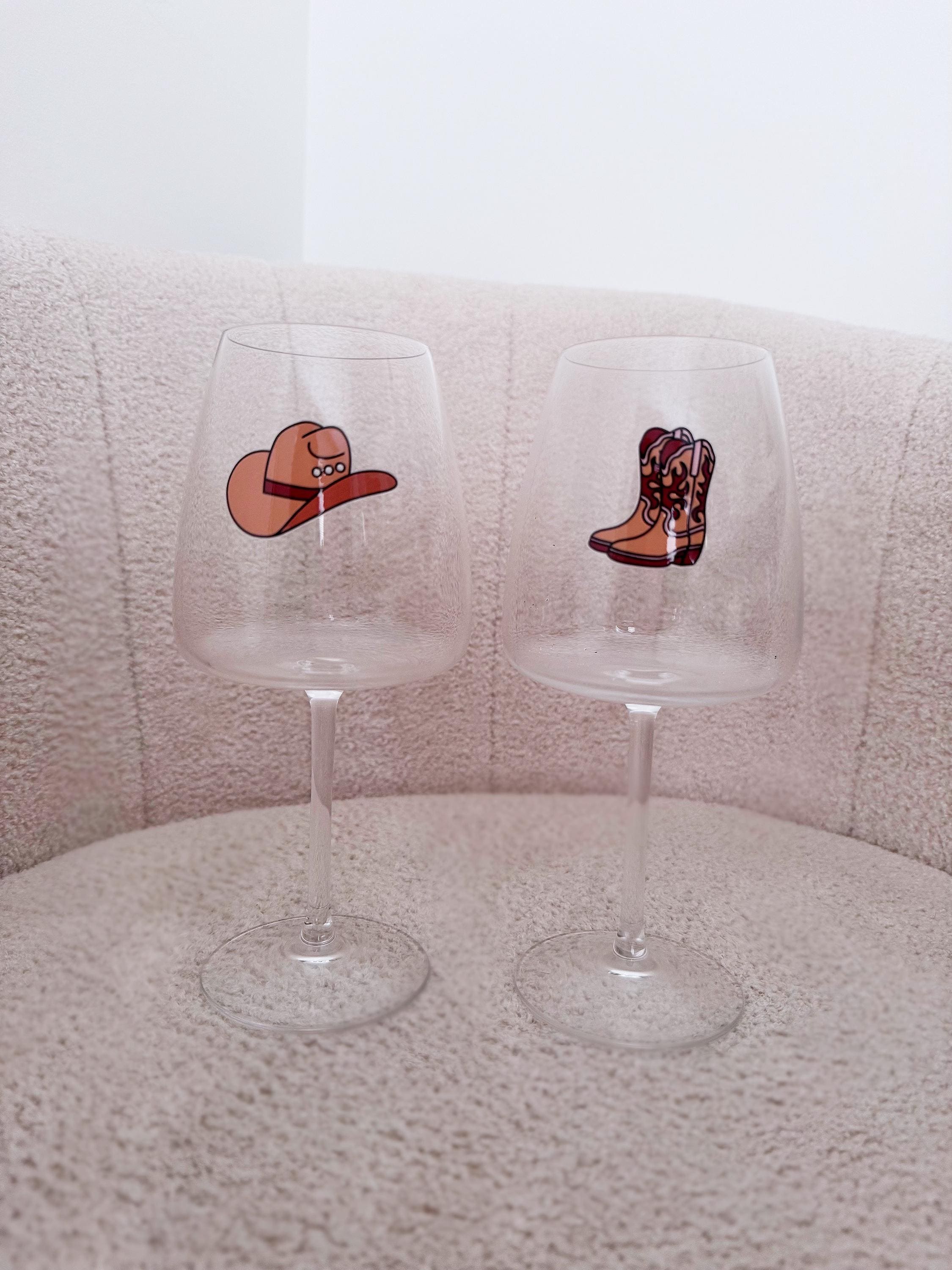 Cowboy Boot Cowboy Hat Western Wine Glasses Set Western Rodeo Glass ...