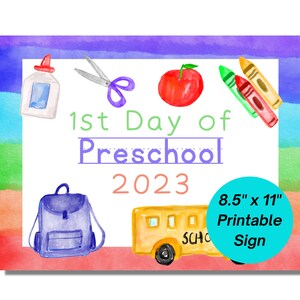 First Day of Preschool Printable Sign Happy 1st Day of - Etsy