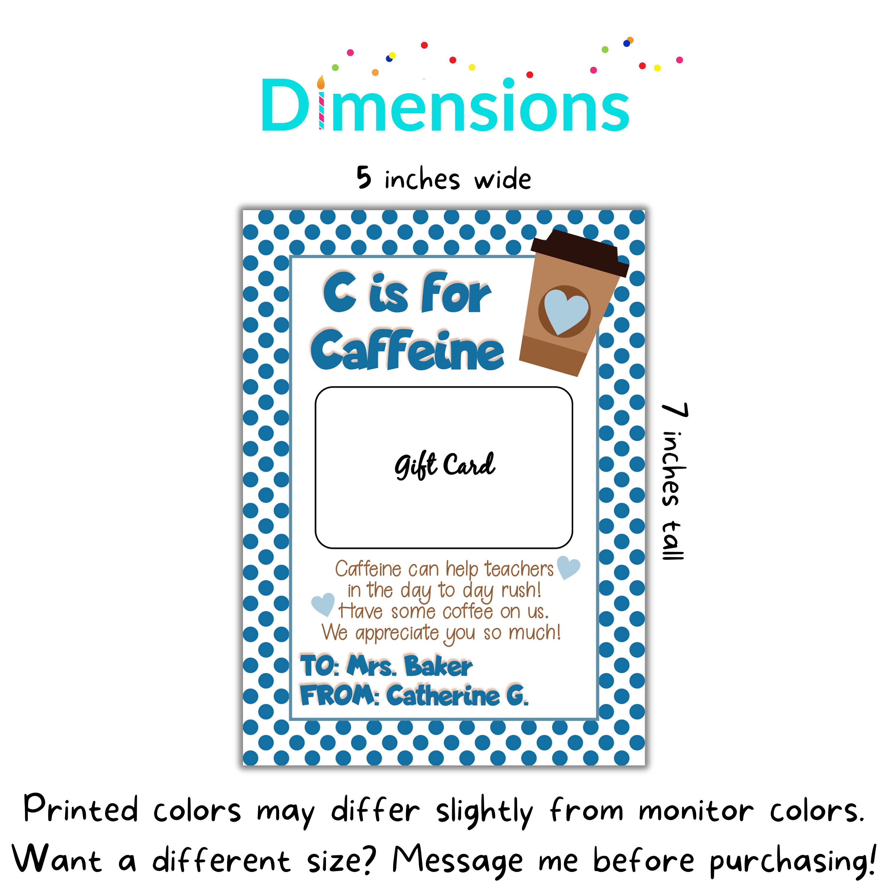 C is for Caffeine Coffee Gift Card Holder - Teacher Appreciation Week ...