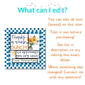 Printable Blue Floral Thank You Tags - Thanks a Bunch Gift Tag for ...