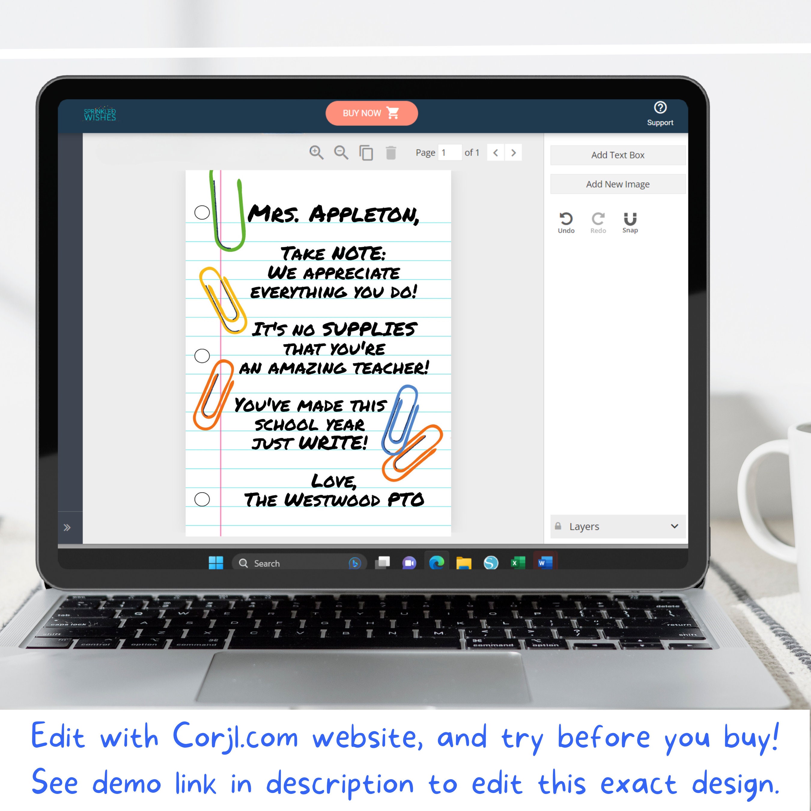 Editable Teacher Appreciation School Supplies Gift Tag 3x4 Back to ...