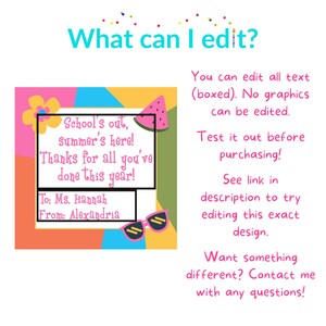 End of School Year Gift Tag for Teacher - Printable Parent Volunteer ...