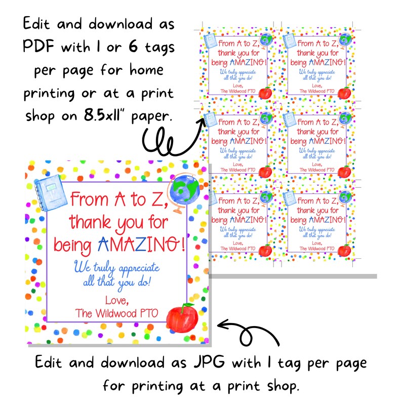 Editable School Volunteer Thank You Tags - Elementary Staff Thank You ...